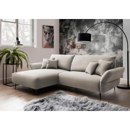 Ecksofa Home Affaire "Lazio modern und bequem, schmale Armlehnen, tolle Detailverarbeitung", grau (taupe), B:286cm H:96cm T:178cm, 100% Polyester, Sofas, Ecksofa, inklusive Armlehnenverstellfunktion, 4x Zierkissen gratis