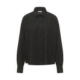 Langarmbluse Mustang "Damen Style Salinas", Damen, Gr. 40, schwarz 4088, 70% Viskose, 30% Leinen, unifarben, relaxed fit, Blusen