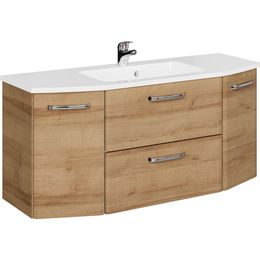 Waschtisch SAPHIR "Quicket 318, mit Keramikbecken, 112cm breit", riviera eiche quer nachbildung, B:112cm H:53,2cm T:49cm, Holzwerkstoff, Waschtische, Waschtisch