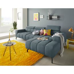 Ecksofa DOMO collection "Cunelli tolle Sitzn&auml;hte als Designelement, fester Sitzkomfort, L-Form", blau (eisblau), B:292cm H:79cm T:175cm, Sofas, Ecksofa, whlw. verstellbare Kopfteile, passend f&uuml;r g&auml;ngige Saugroboter