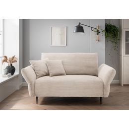 Ecksofa Home Affaire "Lazio modern und bequem, schmale Armlehnen, tolle Detailverarbeitung", beige (silber, zierkissen silber), B:255cm H:94cm T:102cm, 93% Polyester, 7% Polyamid, Sofas, Ecksofa, zwei verschiedene Fu&szlig;farben w&auml;hlbar