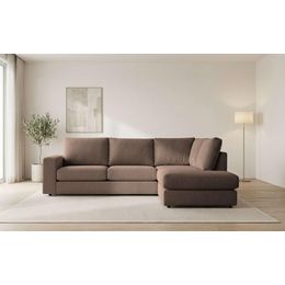 Ecksofa OTTO HOME "Nivette, weiches Chenille", braun, B:292cm H:93cm T:220cm, 100% polyester, Sofas, Ecksofa, Breite 292 cm, L-Form, bodentief, mit Wellenunterfederung
