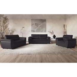 Polstergarnitur COTTA "Leandra", grau, Kunstleder SOFTLUX, Sitzm&ouml;bel-Sets, Couchgarnitur, Set bestehend aus: 2-Sitzer & 2,5-Sitzer