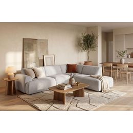 Ecksofa Home Affaire "Linkka, Breite 282 cm", beige (natural), B:282cm H:75cm T:223cm, 90% PES, 10% Nylon, Sofas, Ecksofa, L-Form, in einem weichen Chenille-Stoff, mit Wellenunterfederung