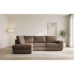 Ecksofa OTTO HOME "Nivette, weiches Chenille", braun, B:292cm H:93cm T:220cm, 100% polyester, Sofas, Ecksofa, Breite 292 cm, L-Form, bodentief, mit Wellenunterfederung