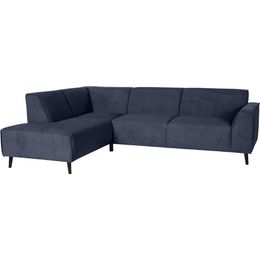 Ecksofa DOMO collection "Amora, bequem und zeitlos, L-Form", blau (dunkelblau), B:263cm H:81cm T:191cm, Sofas, Ecksofa, mit Federkern, Fu&szlig;h&ouml;he passend f&uuml;r g&auml;ngige Saugroboter