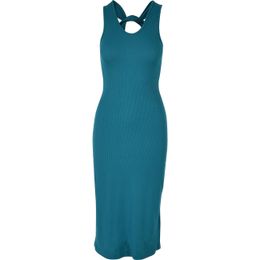Shirtkleid Urban Classics "Urban Classics Damen Ladies Midi Sleeveless Rib Dress", Damen, Gr. 5XL, US-Gr&ouml;&szlig;en, watergr&uuml;n, 75% Polyester, 20% Viskose, 5% Elasthan, unifarben, slim fit, Kleider Shirtkleid