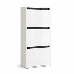 Schuhschrank OTTO HOME "Locco, Schuhregal, Schuhkommode, Breite 50 cm", wei&szlig; hg, schwarz, B:50cm H:126cm T:27cm, Schr&auml;nke, Schuhschrank, Schuhkipper, UV-lackiert, Hochglanz, grifflos, 3-t&uuml;rig