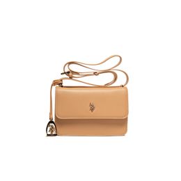 Schultertasche U.S. Polo Assn. "JONES SMALL FLAP CROSSBODY BAG Damen", Damen, Gr. B/H/T: 6cm x 15cm onesize, camel, Polyurethan, Taschen Schultertasche, Schultertasche Damen, kleine Handtasche, Fashion, Lifestyle, Sale
