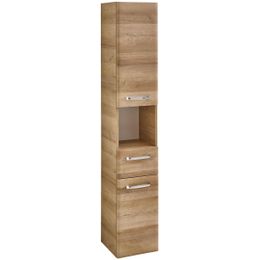 Hochschrank SAPHIR "Quickset 318, mit 2 T&uuml;ren, 1 Auszug, 1 Fach, 30cm breit", riviera eiche quer nachbildung, B:30cm H:168cm T:33cm, Holzwerkstoff, Schr&auml;nke, Hochschrank