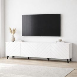 Lowboard OTTO HOME "HOLLY 2.0, TV-Board, TV-Kommode, TV-Schrank, TV-Unterschrank, TV-M&ouml;bel", wei&szlig; hg, B:200cm H:53,5cm T:42cm, MDF, Spanplatte, Sideboards, Lowboard, Modernes lackiertes Hochglanz TV-Board, grifflos, Breite 200 cm