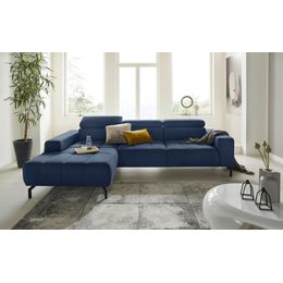 Ecksofa DOMO collection "Cunelli tolle Sitzn&auml;hte als Designelement, fester Sitzkomfort, L-Form", blau (dunkelblau), B:292cm H:79cm T:175cm, Sofas, Ecksofa, whlw. verstellbare Kopfteile, passend f&uuml;r g&auml;ngige Saugroboter