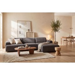 Ecksofa Home Affaire "Linkka, Breite 301 cm", schwarz (onyx), B:301cm H:75cm T:163cm, 90% PES, 10% Nylon, Sofas, Ecksofa, L-Form, in einem weichen Chenille-Stoff, mit Wellenunterfederung