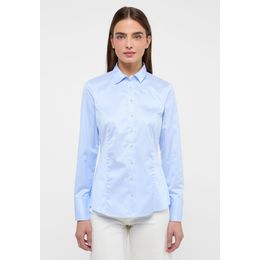 Hemdbluse Eterna "FITTED", Damen, Gr. 36, blau (hellblau), 100% Baumwolle, schmal, Blusen Hemdbluse