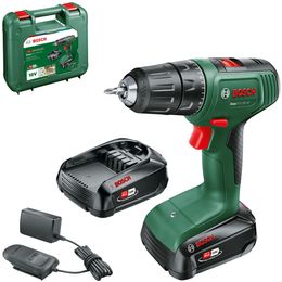 Bosch Home and Garden Akku-Bohrschrauber BOSCH HOME & GARDEN "EasyDrill 18V-40", gr&uuml;n (blau), Bohrmaschinen, inkl. 2x Akkus 1,5 Ah und Ladeger&auml;t AL 18V-20, im Tragekoffer