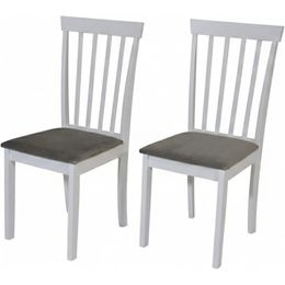 Esszimmerstuhl Jahnke "LITE SIT DUO", wei&szlig;, silbergrau, wei&szlig;, silbergrau, B:43,5cm H:93cm T:49cm, Massivholz, St&uuml;hle, Esszimmerstuhl, Esszimmerstuhl (2er Set), Massivholz, Samt-Stoff, bis 110 kg belastbar