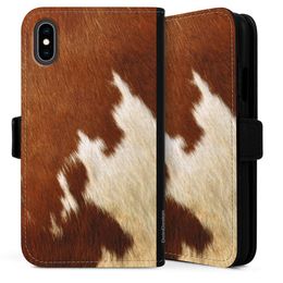 DeinDesign iPhone X Handy Klapph&uuml;lle Handyh&uuml;lle aus Kunst Leder schwarz Flip Case Fur Cow Animal Look Sideflip mit langer Lasche