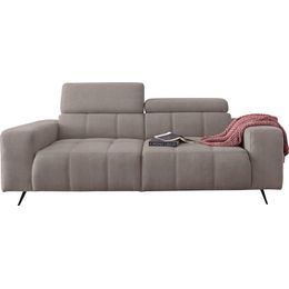 2-Sitzer DOMO collection "Trento, mit Kufenfu&szlig; oder Einzelfu&szlig;", grau (stone), B:208cm H:79cm T:104cm, 100% Polyester, Sofas, whlw. verstellbare Kopfteile, passend f&uuml;r g&auml;ngige Saugroboter