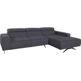 Ecksofa DOMO collection "Trento L-Form, mit Kufenfu&szlig; oder Einzelfu&szlig;", grau (dunkelgrau), B:287cm H:79cm T:175cm, 92% Polyester, 8% Nylon, Sofas, Ecksofa, whlw. verstellbare Kopfteile, passend f&uuml;r g&auml;ngige Saugroboter