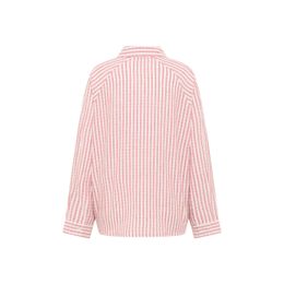 Langarmbluse Mustang "Damen Style Bellflower", Damen, Gr. 40, rosa 12886, Web, 80% Baumwolle, 20% Leinen, gestreift, loose fit, Blusen
