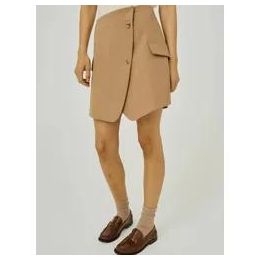 Midirock NORR "NORR Skirt Eluna", Damen, Gr. 34, warm beige, Obermaterial: 76% Polyester, 19% Viskose, 5% Elasthan, R&ouml;cke