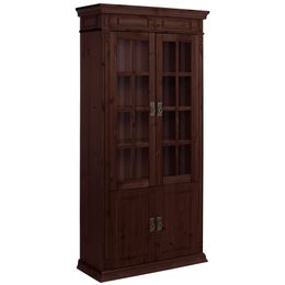 Vitrine OTTO HOME "Vinales", braun (dunkelbraun), B:96cm H:196cm T:39cm, Massivholz, Schr&auml;nke, Vitrine, H&ouml;he 196 cm