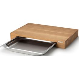 Schneidebrett CONTINENTA "Eiche", braun (holzfarben), B:32,5cm H:7cm L:48cm, Edelstahl, Massivholz, Schneidebretter, mit Schublade