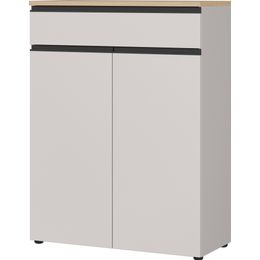 Schuhschrank Germania "Cormano", beige (kaschmir, lindberg, eiche, nachbildung), B:90cm H:120cm T:41cm, Holzwerkstoff, Schr&auml;nke, Schuhschrank, Schuhschrank mit einem Schubkasten und zwei T&uuml;ren