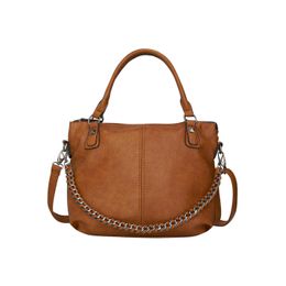 Schultertasche Harpa "Bonnie", Damen, Gr. B/H/T: 11cm x 31cm x 43cm, cognac, Lederimitat, unifarben, Taschen Schultertasche, im wandelbaren Design