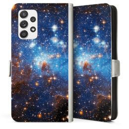 DeinDesign Galaxy A52s 5G Handy Klapph&uuml;lle Handyh&uuml;lle aus Kunst Leder wei&szlig; Flip Case Weltall Star Galaxy Sideflip mit Lasche