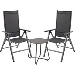 Balkonset Garden Pleasure "MARLA/VALERIA", anthrazit, anthrazit, schwarz, B:140cm H:109cm T:140cm, Aluminium, Kunststoff, Stahl, Sitzm&ouml;bel-Sets, Balkonset, einfache Montage
