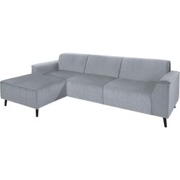 Ecksofa DOMO collection "Amora, inkl. Federkern, hoher Sitzkomfort, Breite 268 L-Form", silber, B:268cm H:81cm T:159cm, Struktur grob (100% Polyester);Luxus-Microfaser (100% Polyester);Struktur (100% Polyester), Sofas, Ecksofa, Komfortsitzh&ouml;he 47 cm, Fu&szlig;h&ouml;he passend f&uuml;r g&auml;ngige Saugroboter