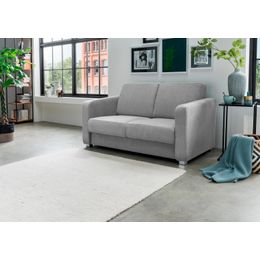 Ecksofa Home Affaire "Lazio modern und bequem, schmale Armlehnen, tolle Detailverarbeitung", silber, B:159cm H:88cm T:87cm, 100% Polyester, Sofas, Ecksofa, mit 2 Einzelausz&uuml;gen als L&auml;ngsschl&auml;fer
