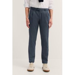 Bundfaltenhose Bugatti "Tapered Fit", Herren, Gr. 36, L&auml;nge 32, blau (370, marine), 62% Polyester, 15% Lyocell, 13% Baumwolle, 7% Polyamid, 3% Elasthan, unifarben, gerade, unten schmal, Hosen, mit Flexcity Jersey Stretch