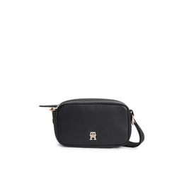 Umh&auml;ngetasche Tommy Hilfiger "TH LOGOTAPE CAMERA BAG", Damen, Gr. B/H/T: 18cm x 11,5cm x 6cm, schwarz, Lederimitat, Taschen Umh&auml;ngetasche, Damen Handtasche, Schultertasche mit TH-Schmuckelement