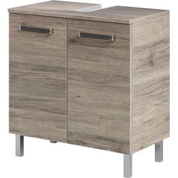Waschbeckenunterschrank SAPHIR "mit T&uuml;rd&auml;mpfer", sanremo eiche terra quer nachbildung, B:60cm H:62cm T:33cm, Holzwerkstoff, Schr&auml;nke, Waschbeckenunterschrank