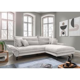 Ecksofa Home Affaire "Lazio modern und bequem, schmale Armlehnen, tolle Detailverarbeitung", wei&szlig;, B:255cm H:94cm T:180cm, Sofas, Ecksofa, Armlehnen verstellbar