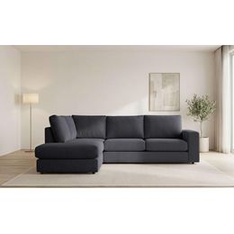 Ecksofa OTTO HOME "Nivette, weiches Chenille", dunkelgrau, B:292cm H:93cm T:220cm, 100% polyester, Sofas, Ecksofa, Breite 292 cm, L-Form, bodentief, mit Wellenunterfederung