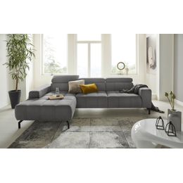 Ecksofa DOMO collection "Cunelli tolle Sitzn&auml;hte als Designelement, fester Sitzkomfort, L-Form", grau, B:292cm H:79cm T:175cm, Sofas, Ecksofa, whlw. verstellbare Kopfteile, passend f&uuml;r g&auml;ngige Saugroboter