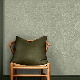 Vliestapete "Marigold Fibrous", gr&uuml;n, B:0,52m L:10m, Vlies, WILLIAM MORRIS AT HOME, Tapeten, Design Tapeten