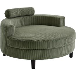 Loveseat "Ravi Sessel, B: 114 cm, Sitzh&ouml;he: 42 cm", gr&uuml;n, B:114cm H:83cm T:154cm, 100% PES, ATLANTIC HOME COLLECTION, Sessel, XXL- Sessel, mit Stauraumhocker, R&uuml;ckenst&uuml;tze & 4 Zierkissen, Topseller