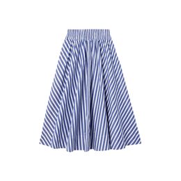 Midirock RICHROYAL, Damen, Gr. 38, midnight blau, Web, Obermaterial: 100% Baumwolle, gestreift, regular fit ca. Mitte Wade, R&ouml;cke, Regular fit mit elastischem Bund