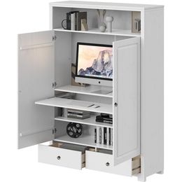 W&auml;scheschrank OTTO HOME "Gotland Home Office Schrank, Mehrzweckschrank, B&uuml;roschrank", wei&szlig;, B:124cm H:178,4cm T:40cm, Massivholz, Schr&auml;nke, mit Ausziehregal, Schublade, stabil + langlebig, Massivholz made in EU