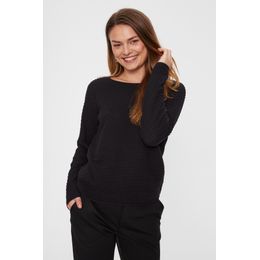 Strickpullover Freequent "FQDODO-PU-DOTTIE", Damen, Gr. M, schwarz, Strick, Obermaterial: 100% Baumwolle, unifarben, bequem h&uuml;ftbedeckend, Rundhals, B&uuml;ndchen, Pullover Strickpullover, mit Strick-Knoten-Details