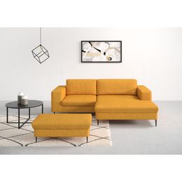 Ecksofa DOMO collection "Modica kompakt und elegant, Breite 244, L-Form", gelb (curcuma), B:244cm H:83cm T:173cm, Sofas, Ecksofa, Auch in Cord, Fu&szlig;h&ouml;he passend f&uuml;r g&auml;ngige Saugroboter
