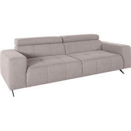 2-Sitzer DOMO collection "Trento, mit Kufenfu&szlig; oder Einzelfu&szlig;", grau (taupe), B:238cm H:79cm T:104cm, 92% Polyester, 8% Nylon, Sofas, whlw. verstellbare Kopfteile, passend f&uuml;r g&auml;ngige Saugroboter