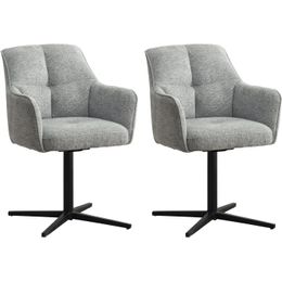 Esszimmerstuhl ByLiving "MEXICO", grau, schwarz, B:65cm H:87cm T:67cm, Metall, Stoff, St&uuml;hle, Esszimmerstuhl, 360 drehbar, Taschenfederkern, Doppelte Aufpolsterung im R&uuml;cken