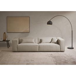 3-Sitzer "PIARA, Couch mit Kedernaht, Sofa in Cord, Leinenoptik o. Strukturstoff", greige, B:275cm H:66cm T:101cm, 100% Polyester, LeGer Home by Lena Gercke, Sofas, schwarze F&uuml;&szlig;e, bequemer Sitzkomfort