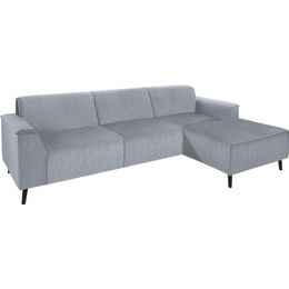 Ecksofa DOMO collection "Amora, inkl. Federkern, hoher Sitzkomfort, Breite 268 L-Form", silber, B:268cm H:81cm T:159cm, Struktur grob (100% Polyester);Luxus-Microfaser (100% Polyester);Struktur (100% Polyester), Sofas, Ecksofa, Komfortsitzh&ouml;he 47 cm, Fu&szlig;h&ouml;he passend f&uuml;r g&auml;ngige Saugroboter
