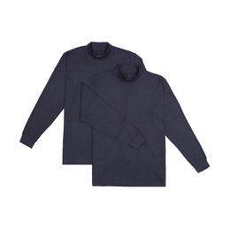 Stehkragenshirt Ragman "Set:", Herren, Gr. L, blau (marineblau), Jersey, Baumwolle, regular fit, Shirts Stehkragenshirt